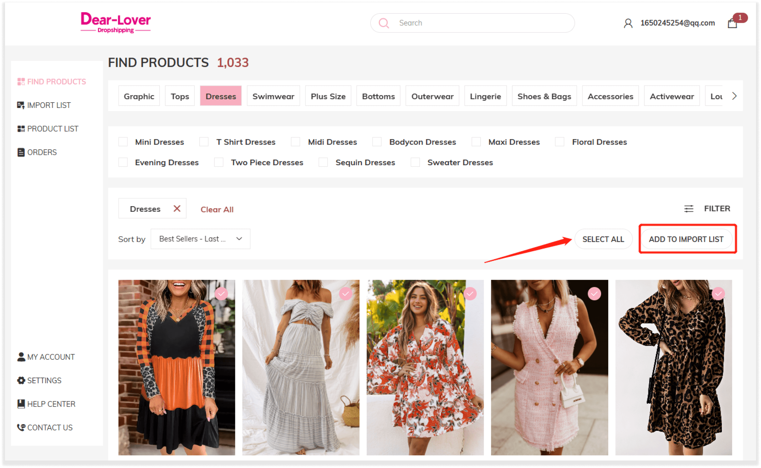 Select your preferred products and bulk push them to your Shopify backend