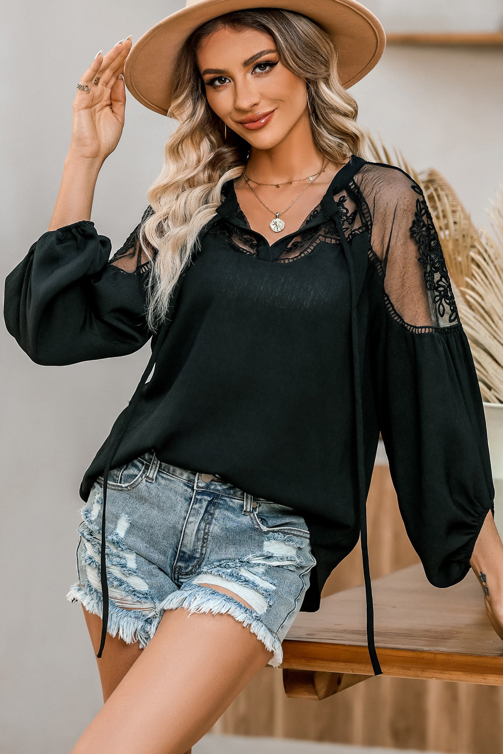 12 64 Black Formal Invitation Lace Blouse