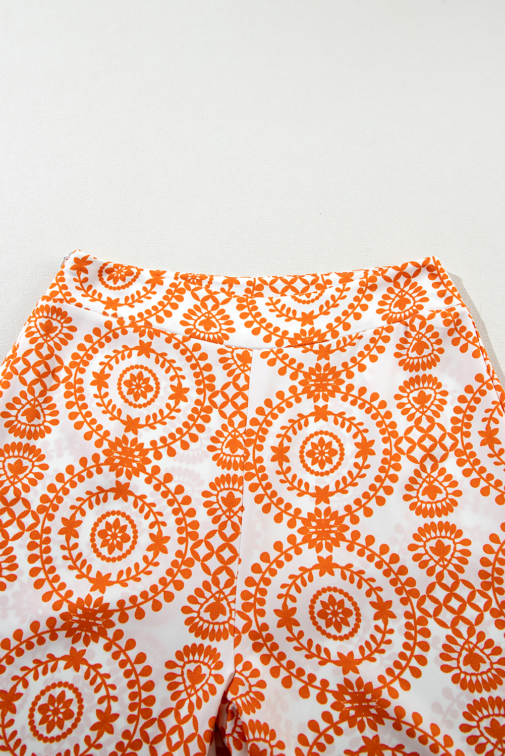 9 79 Orange Boho Retro Flower Print Wide Leg Pants