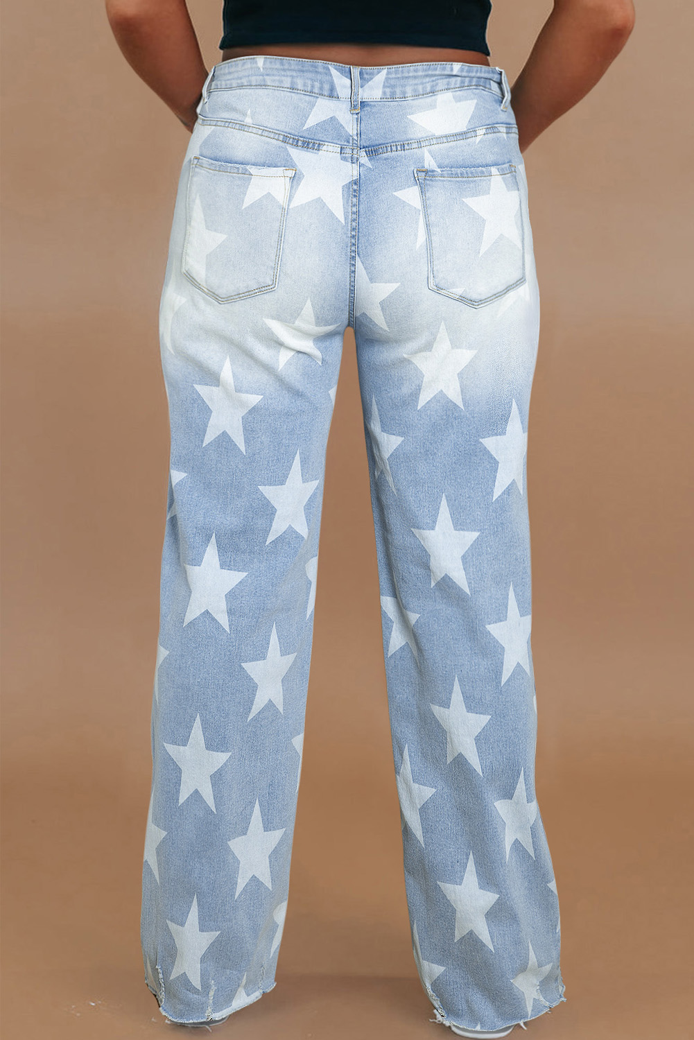 Plus Size Beau Blue High Waist Star Pattern Jeans Wholesale $ 35 - 66Disco