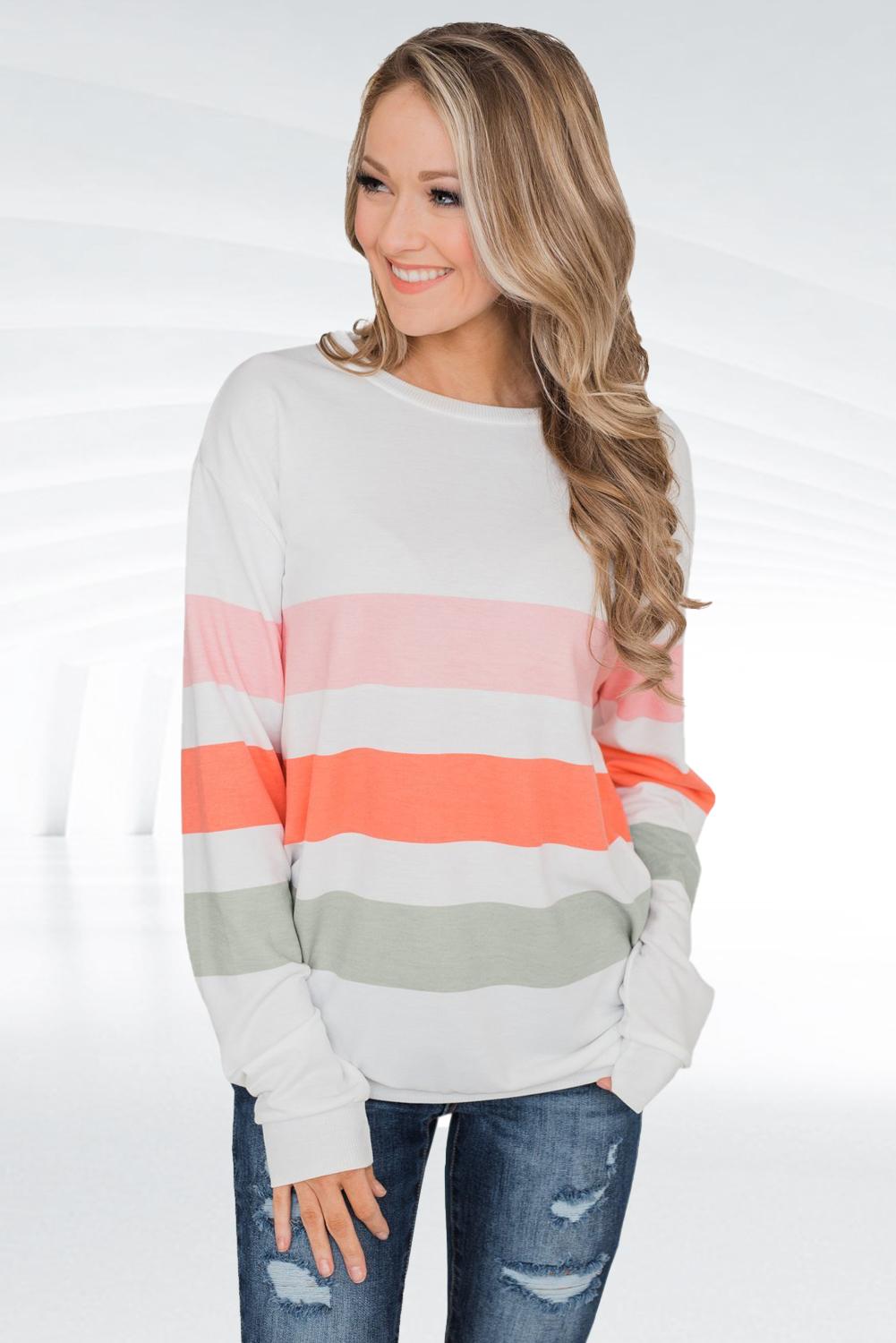 $ 23.89 - Asvivid Womens Color Block Striped Sweatshirt Crewneck Long ...