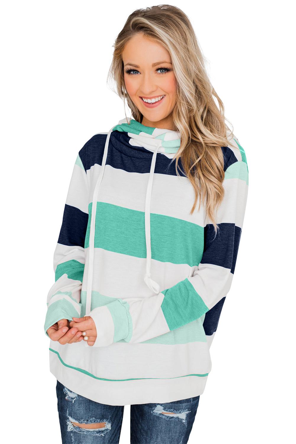 $ 23.89 - Asvivid Womens Cowl Neck Color Block Striped Hooded ...